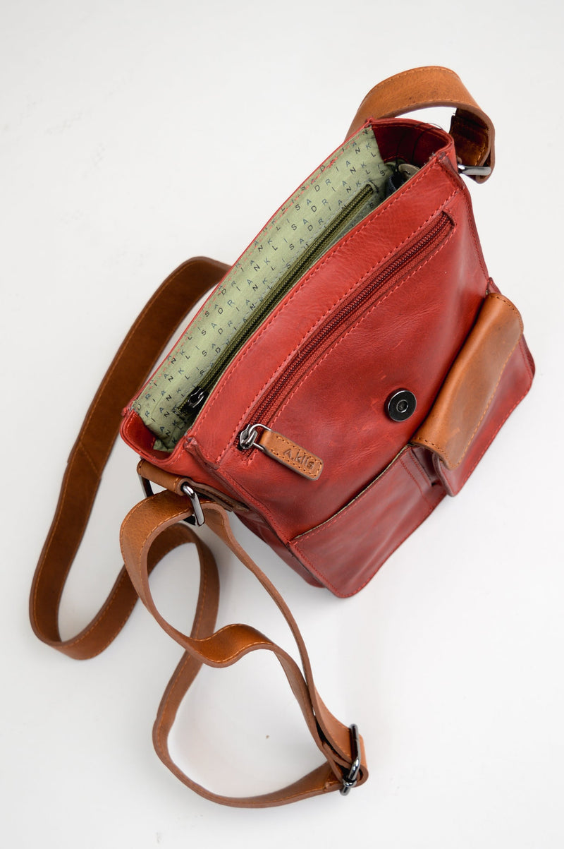 Adrian Klis 1728 Bag, Red/Tan, Buffalo Leather – LTD USA WEBSITE BLUE SKY