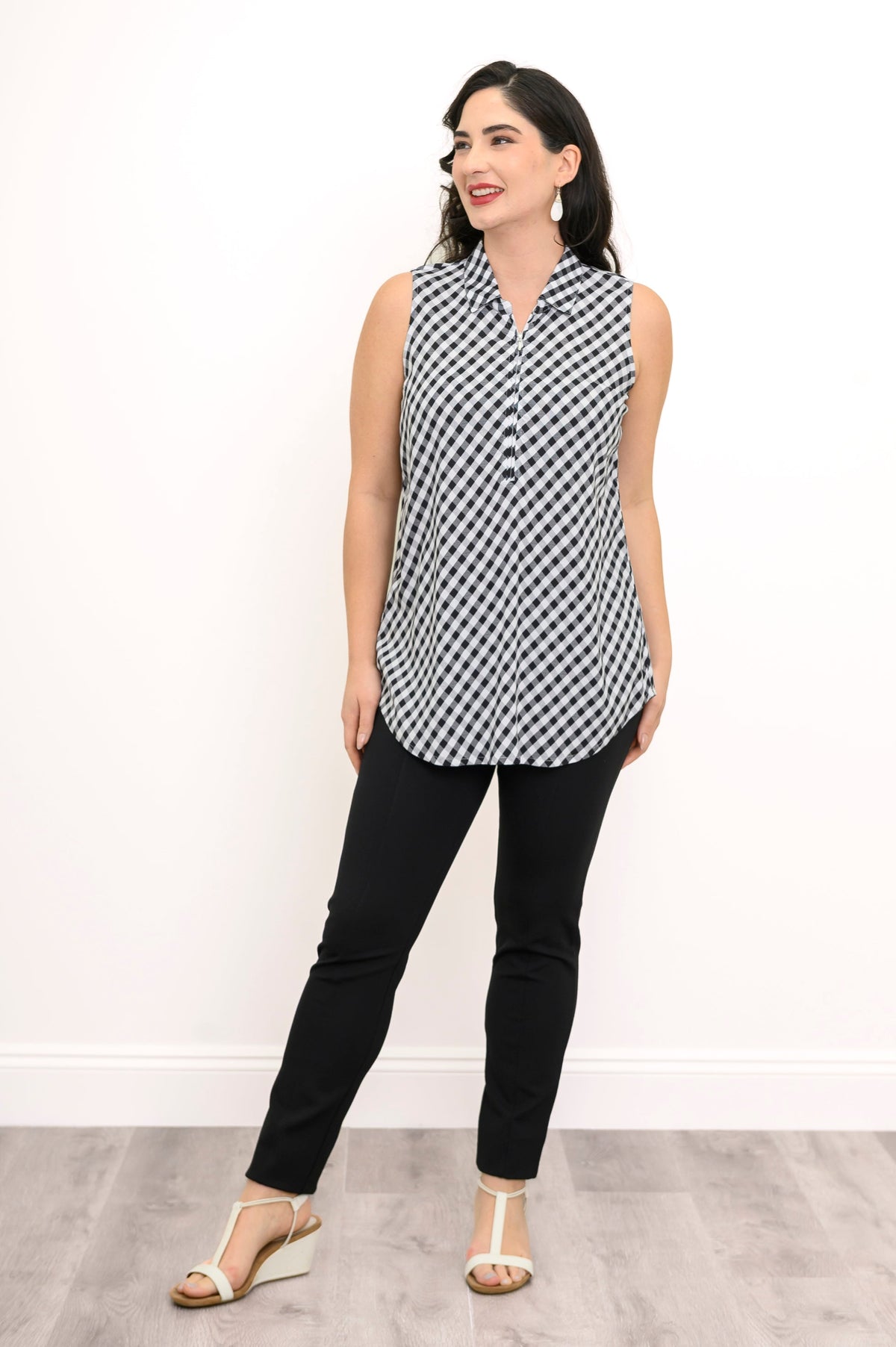 Hula Tank, BW Gingham, Linen Bamboo – LTD USA WEBSITE BLUE SKY