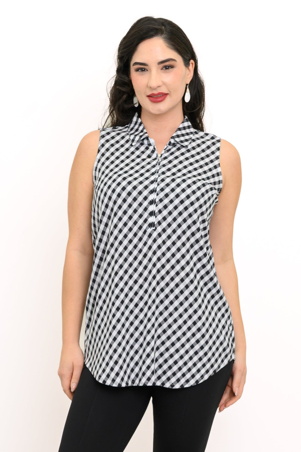 Hula Tank, BW Gingham, Linen Bamboo – LTD USA WEBSITE BLUE SKY