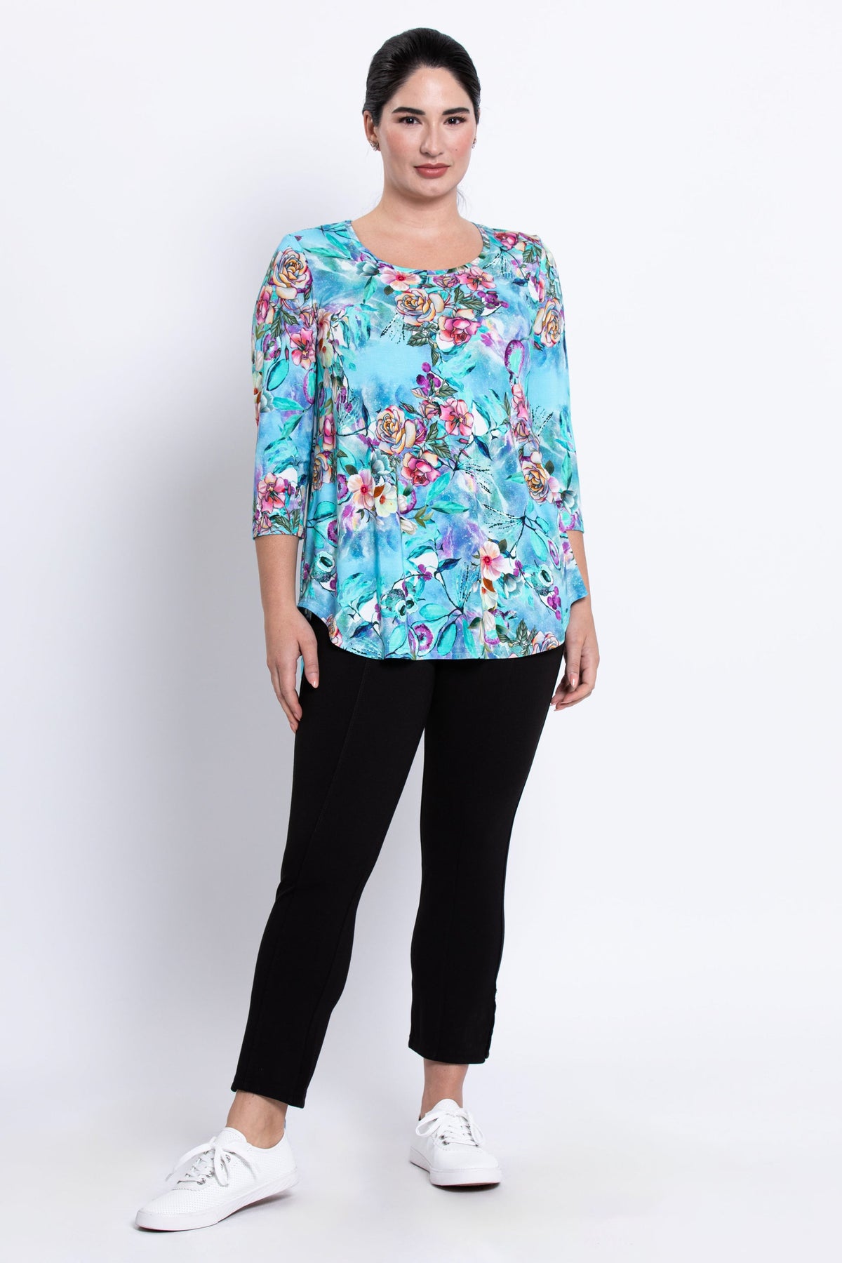 Jazz 3/4 Top, Teal Nectar, Bamboo – LTD USA WEBSITE BLUE SKY