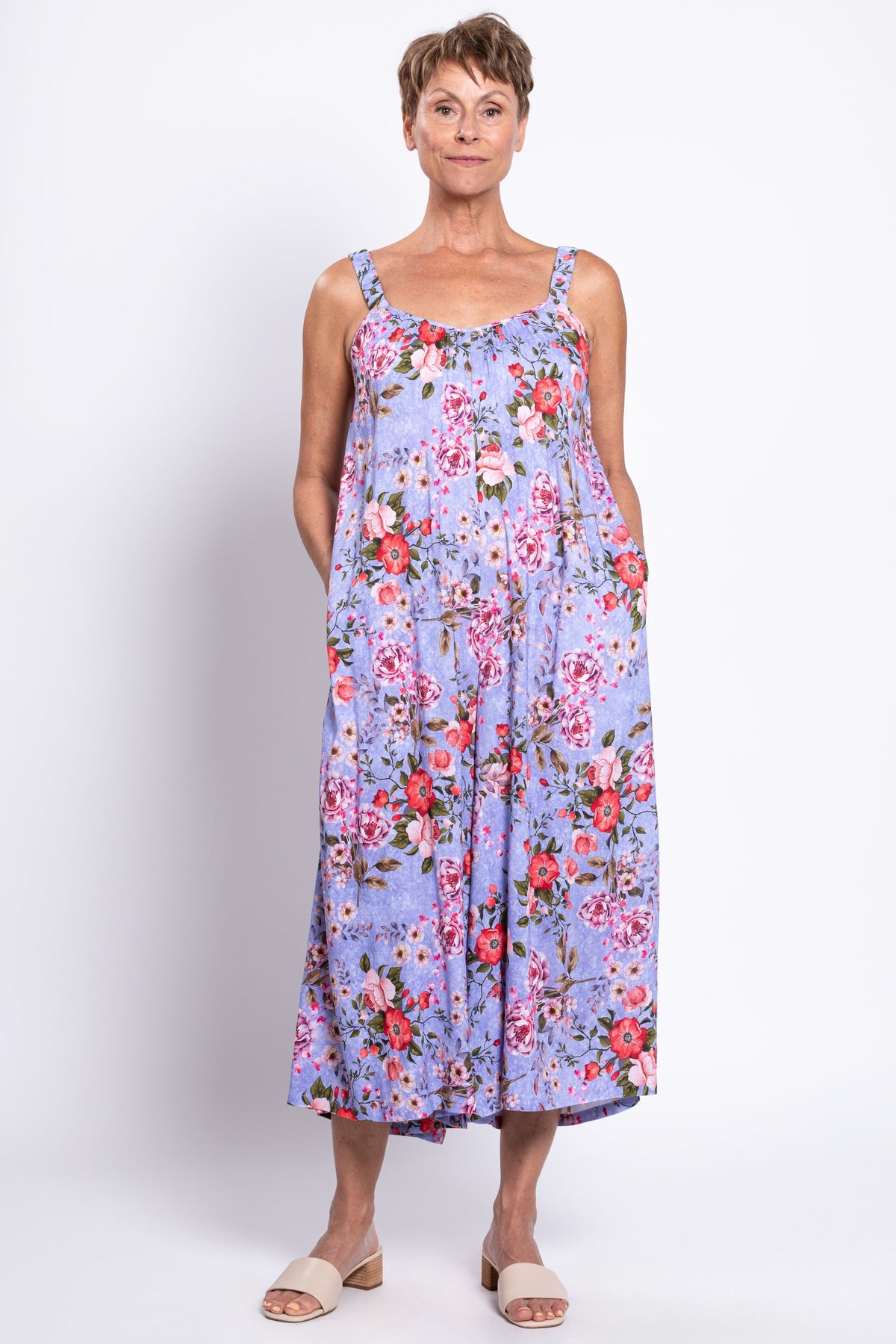 Joanna Jumpsuit, Red Rosebud, Linen Bamboo – LTD USA WEBSITE BLUE SKY