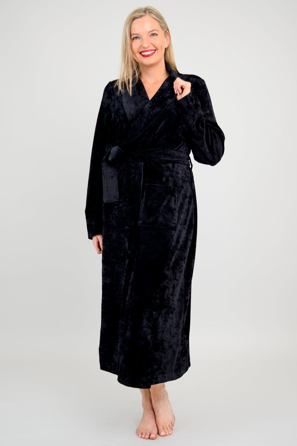 Velvet Robe, Black, Bamboo – LTD USA WEBSITE BLUE SKY