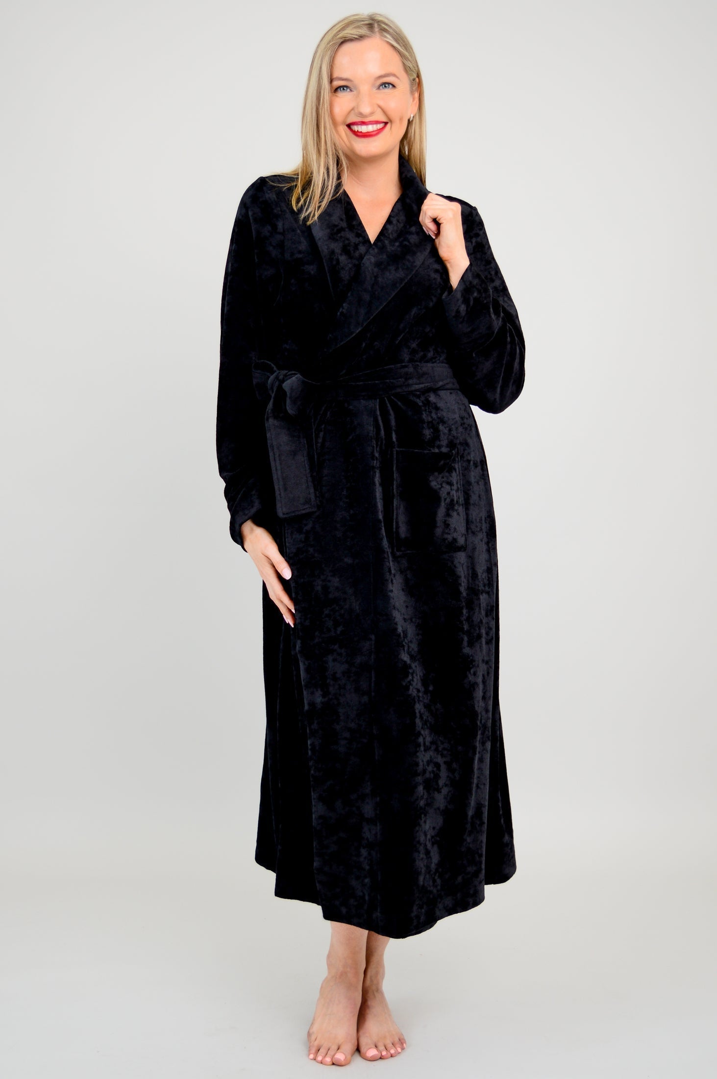 Velvet Robe, Black, Bamboo – LTD USA WEBSITE BLUE SKY