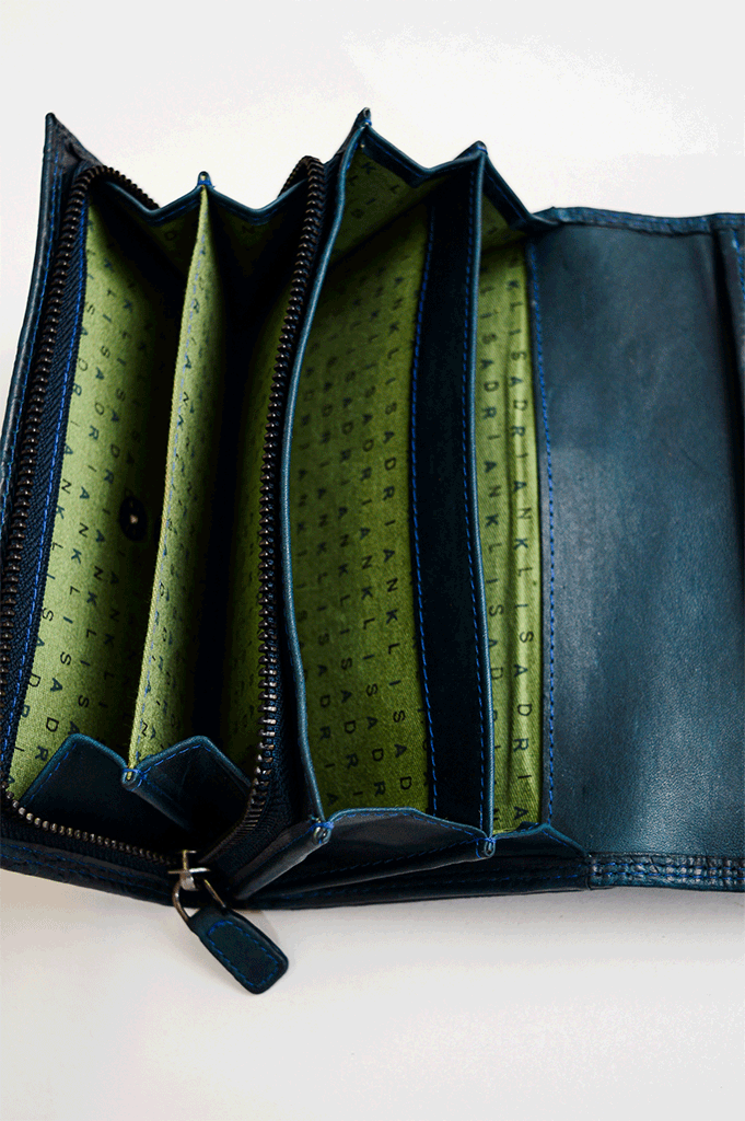 Adrian Klis 100 Flower Wallet, Blue, Leather – LTD USA WEBSITE BLUE SKY
