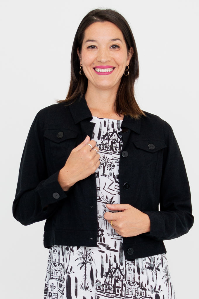 Colleen Jacket, Black, Linen – LTD USA WEBSITE BLUE SKY
