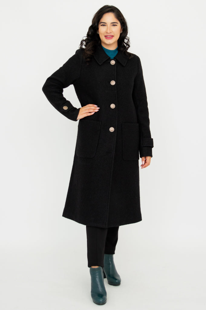 Edna Coat, Black, Boiled Wool – LTD USA WEBSITE BLUE SKY