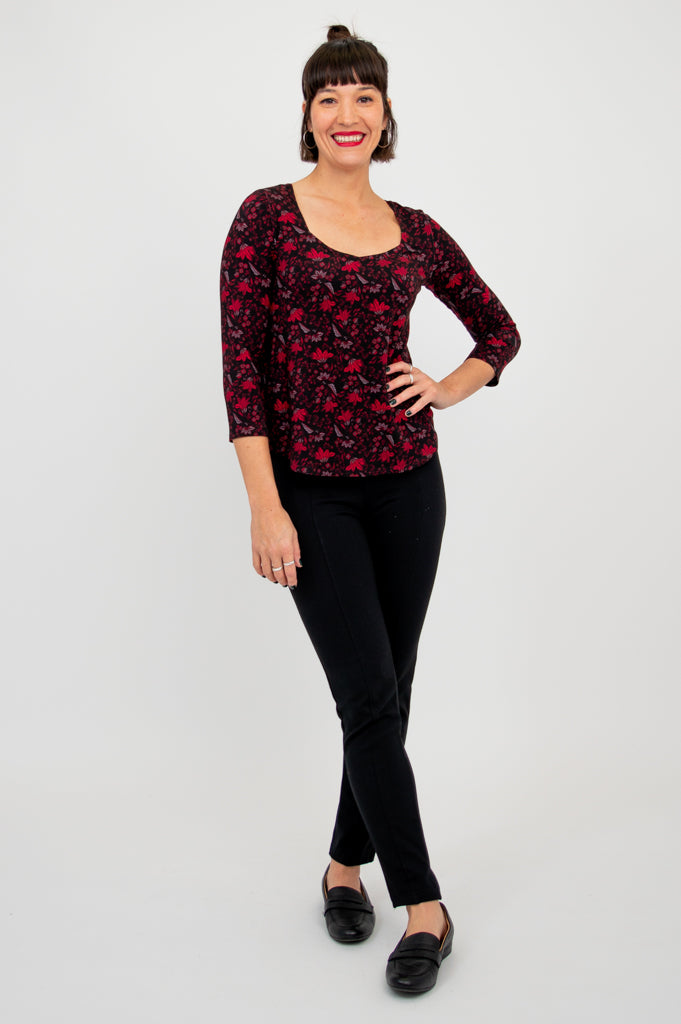 Ritzy 3/4 Top, Red Life, Bamboo – LTD USA WEBSITE BLUE SKY