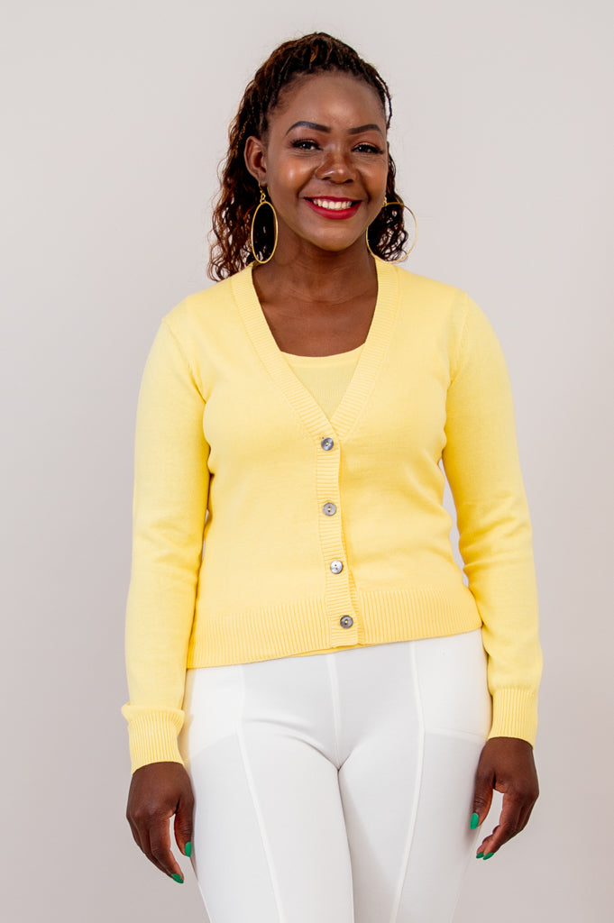 Tellie Cardigan, Yellow, Cotton - Final Sale – LTD USA WEBSITE BLUE SKY